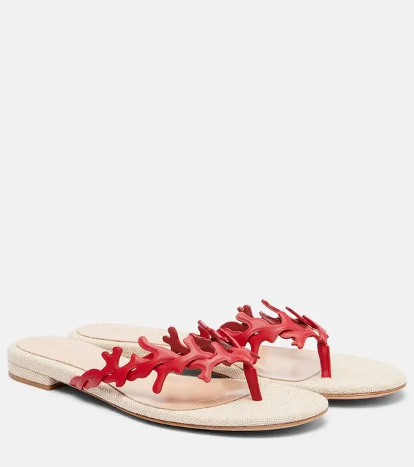 GIANVITO ROSSI Canvas And Leather Thong Sandals - Red