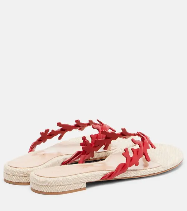 GIANVITO ROSSI Canvas And Leather Thong Sandals