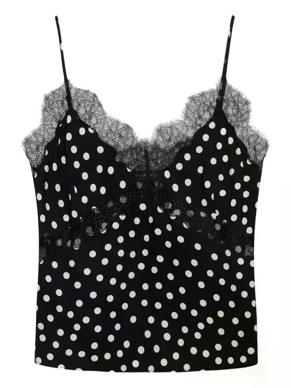 ANINE BING Lace Polka Dot Top - Black