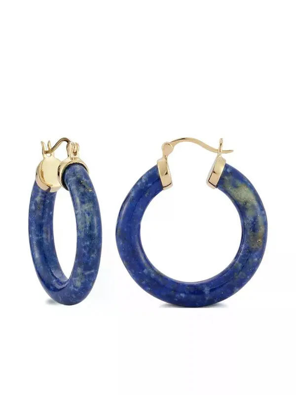 Mateo 14k Yellow Lapis Lazuli Hoop Earrings - Gold