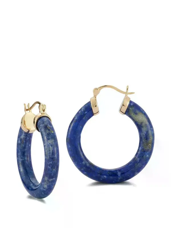 Mateo 14k Yellow Lapis Lazuli Hoop Earrings - Gold