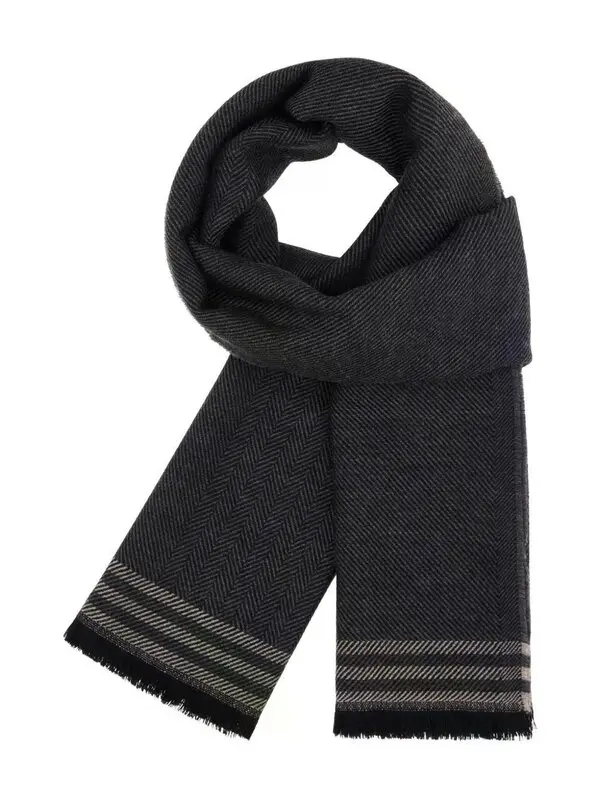 Boggi Milano Herringbone Scarf - Black