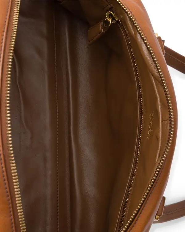 Prada Medium Top-handle Leather Bowling Bag - Brown