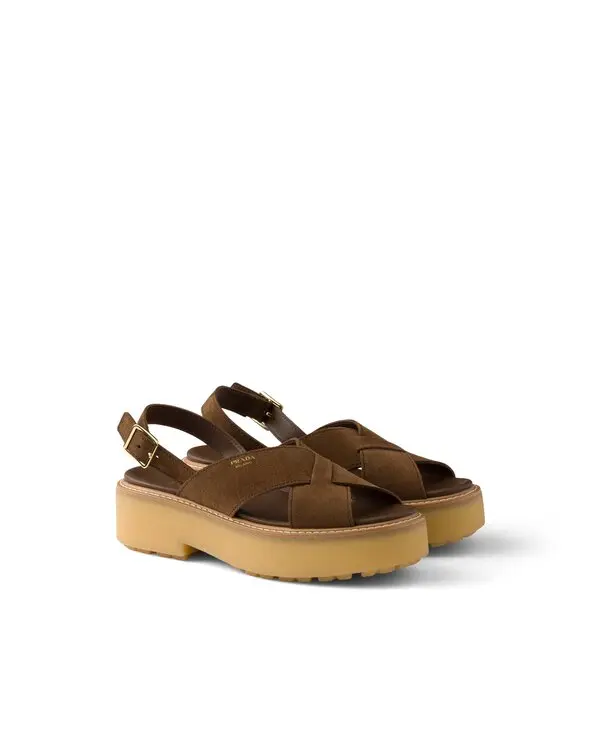 Prada Suede Sandals - Brown