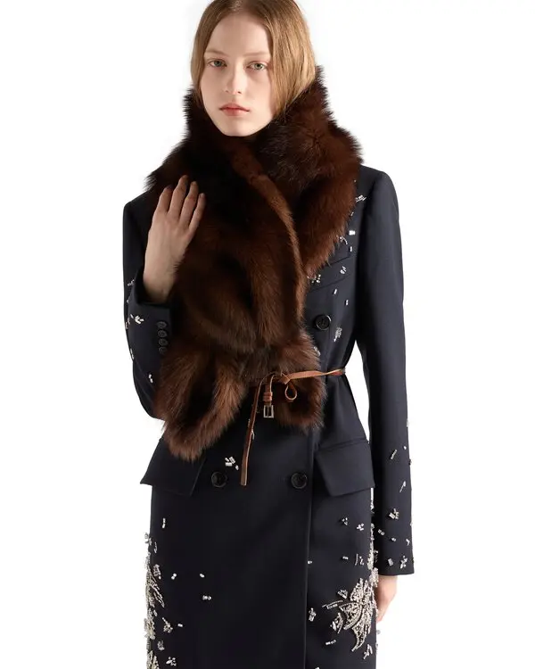 Prada Embroidered Double-breasted Wool Coat