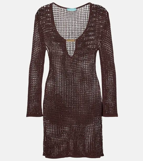 Melissa Odabash Ellis Keyhole Scalloped Minidress - Brown