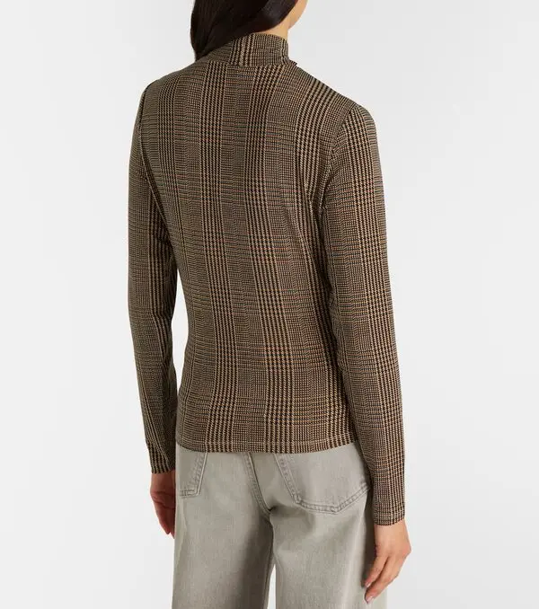 Veronica Beard Nate Houndstooth Jersey Top - Beige