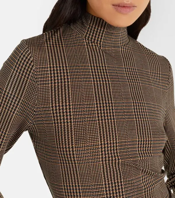 Veronica Beard Nate Houndstooth Jersey Top - Beige
