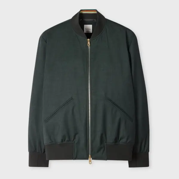 Paul Smith Wool 'storm System' Bomber Jacket - Green