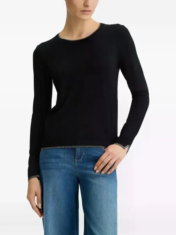 Liu Jo Long Sleeve Round Neck Sweater - Black