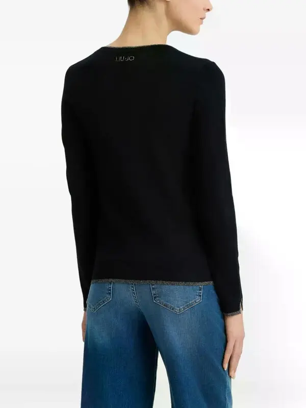 Liu Jo Long Sleeve Round Neck Sweater - Black