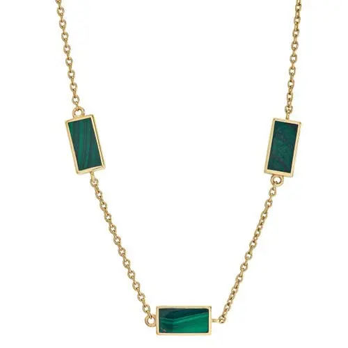 JAN LESLIE Three Station Rectangle Lapis Lazuli Necklace - Green