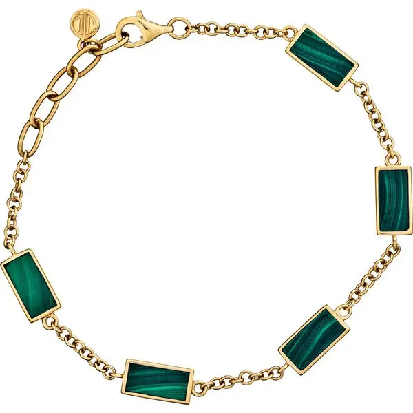 JAN LESLIE Five Station Dash Rectangle Bracelet - Green