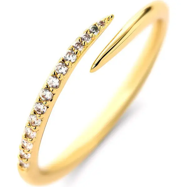 ANA LUISA Oren Cubic Zirconia Bypass Ring - Gold/clear
