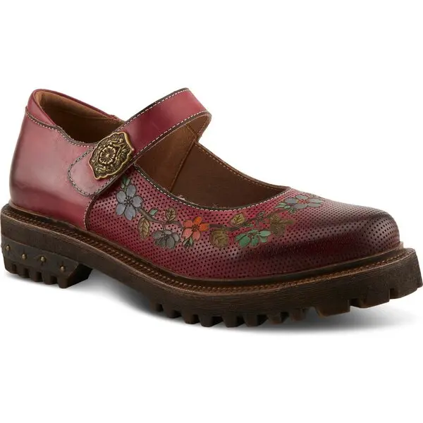 SPRING STEP SHOES Danuella Platform Mary Jane - Dark Red Multi