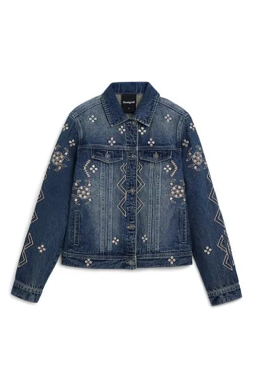 Desigual Embroidered Denim Trucker Jacket