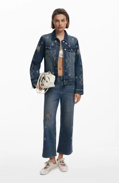 Desigual Embroidered Denim Trucker Jacket