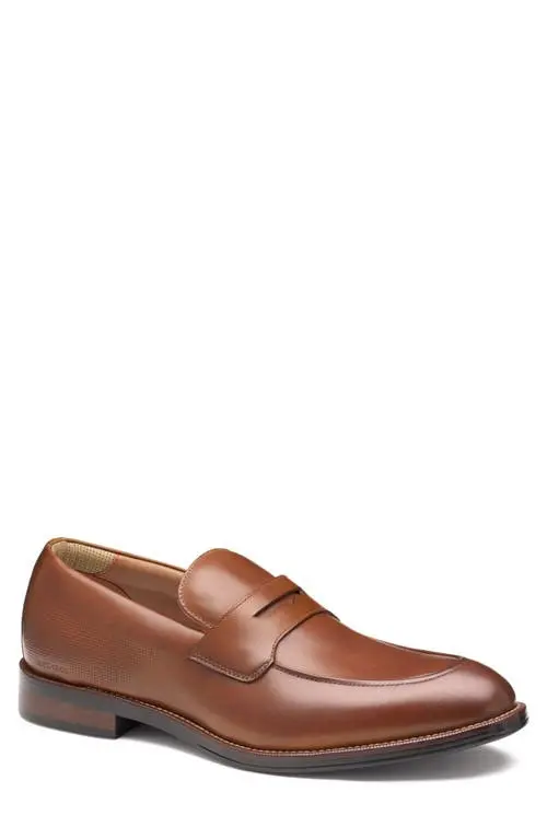Johnston & Murphy Copley Xc+ Waterproof Penny Loafer - Cognac Waterproof Full Grain
