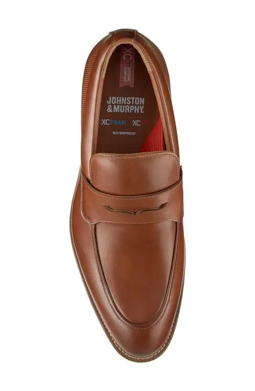 Johnston & Murphy Copley Xc+ Waterproof Penny Loafer - Cognac Waterproof Full Grain