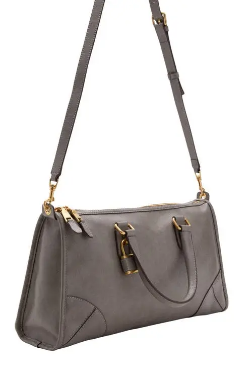 Mango Faux Leather Satchel - Grey