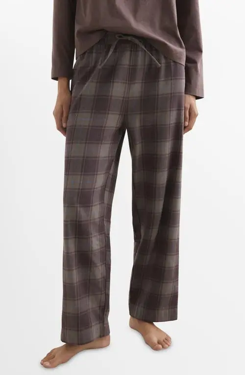 Mango Check Cotton Flannel Pajamas - Ink Blue
