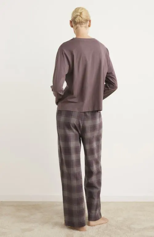 Mango Check Cotton Flannel Pajamas - Ink Blue