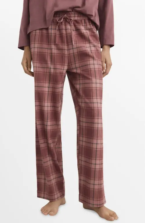 Mango Check Cotton Flannel Pajamas - Russet