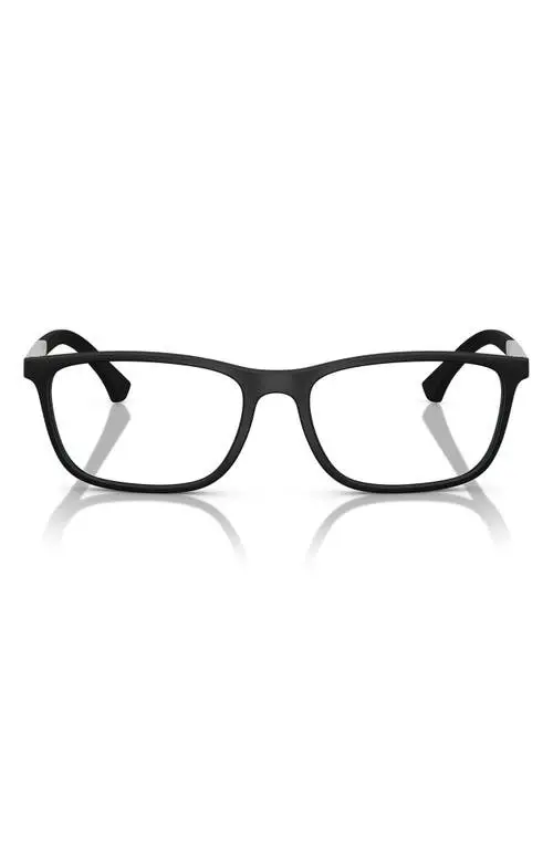 Emporio Armani 55mm Square Optical Glasses - Rubber Black/silver