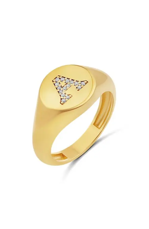 SHYMI Pavé Signet Initial Ring - Gold