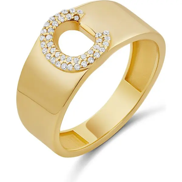 SHYMI Pavé Signet Initial Ring - Gold