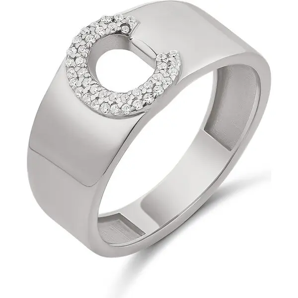 SHYMI Pavé Signet Initial Ring - Silver