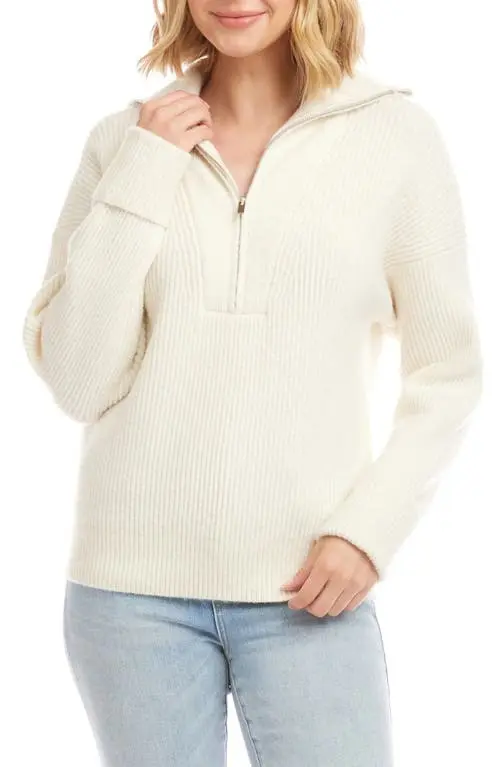 Karen Kane Half-zip Sweater - Cream