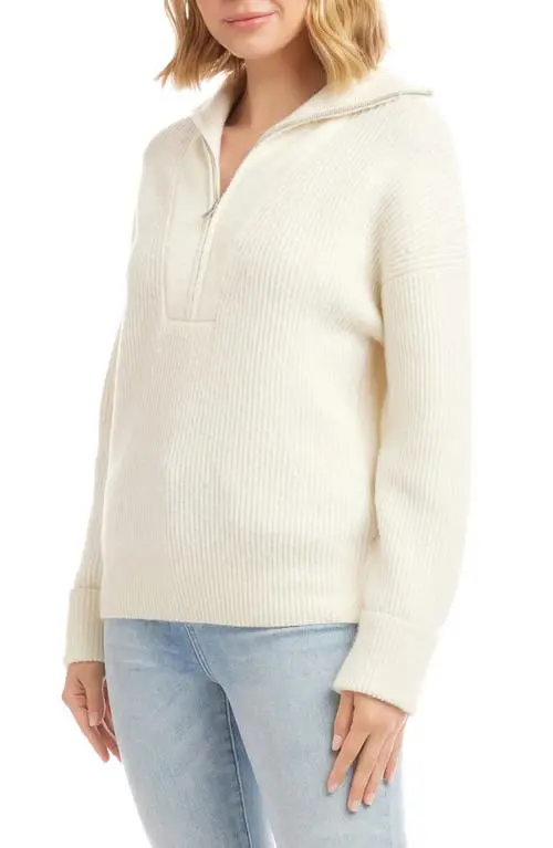 Karen Kane Half-zip Sweater - Cream