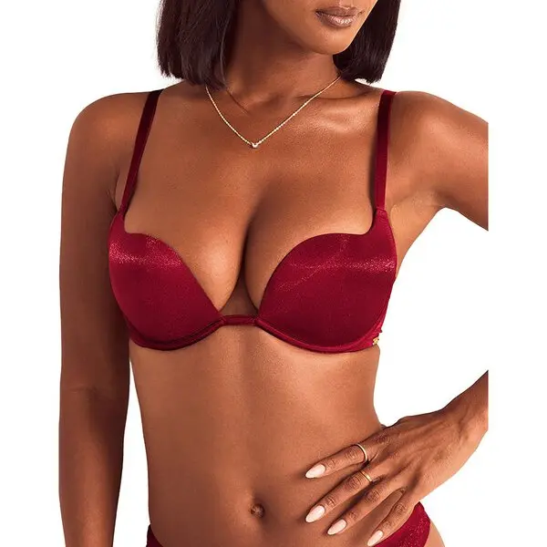 ADORE ME Gianina Push Up Plunge Bra - Dark Red