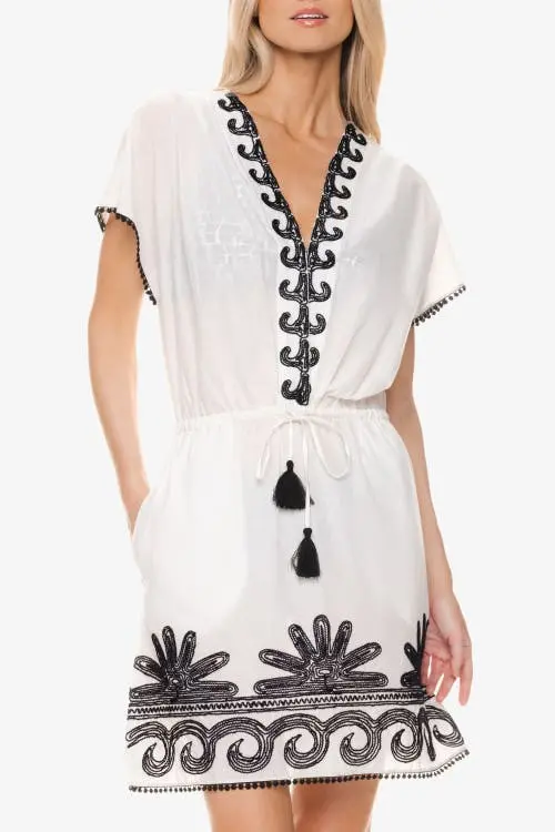 Helen Jon Margaux Embroidered Dress - Black White