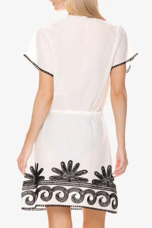 Helen Jon Margaux Embroidered Dress - Black White