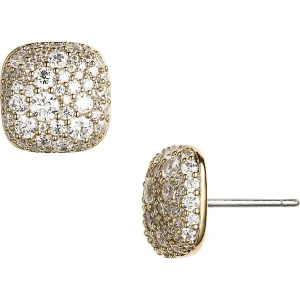 Nadri Pavé Cushion Stud Earrings - Gold