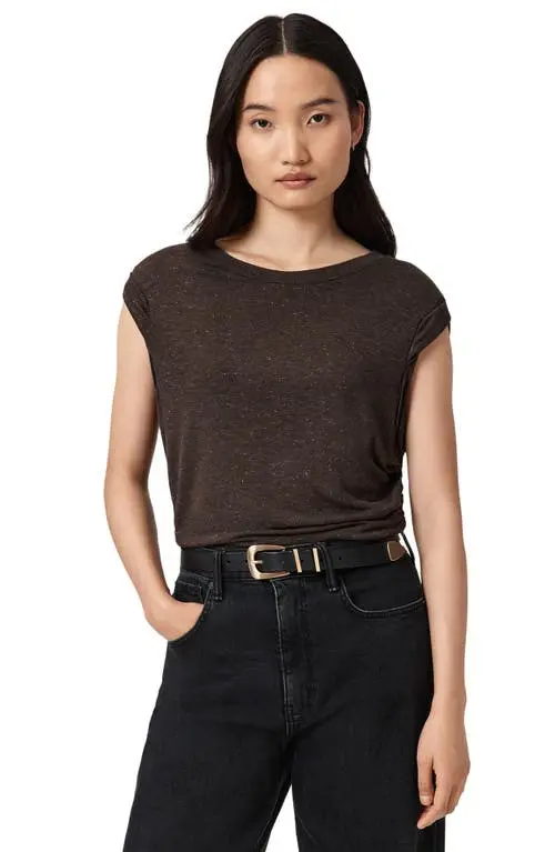 ALLSAINTS Metallic Cap-sleeve Top - Torte Brown