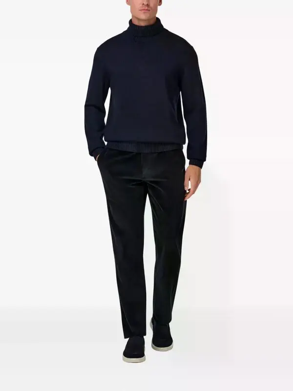 Boggi Milano Roll-neck Wool Sweater - Blue