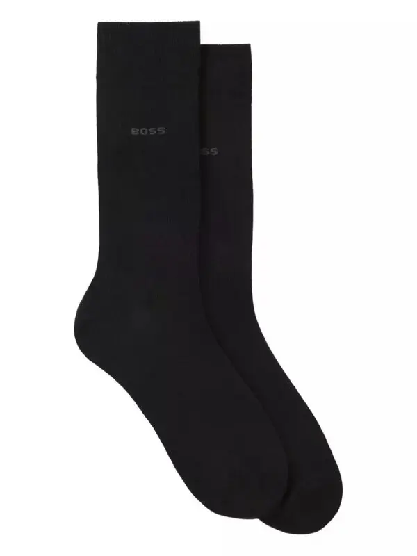 BOSS Logo-knit Socks - Black