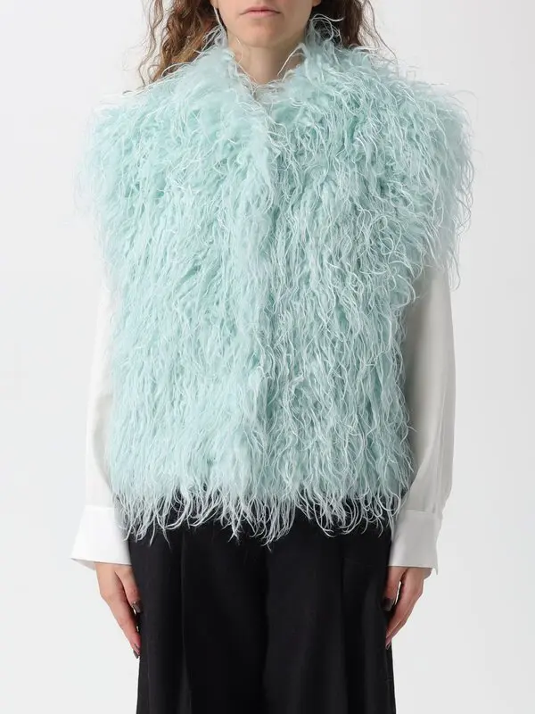 FORTE_FORTE Fur Coat - Sky Blue