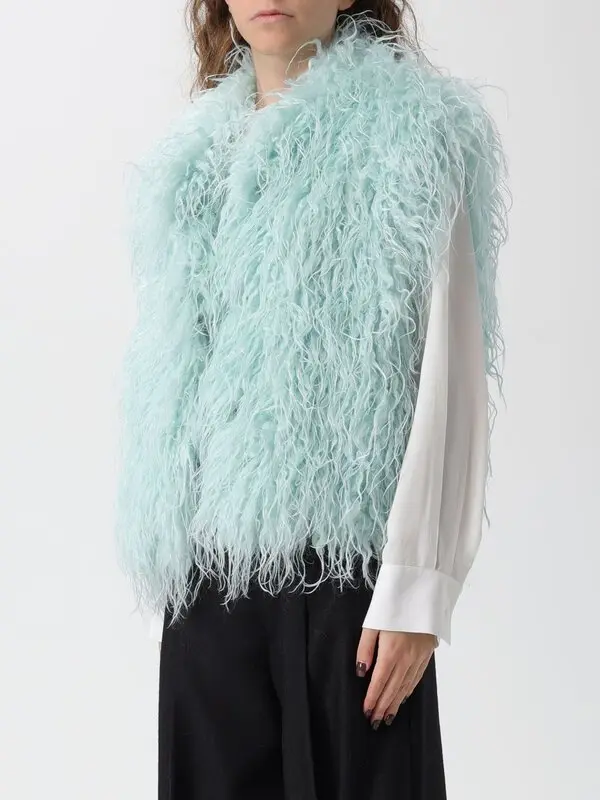 FORTE_FORTE Fur Coat - Sky Blue
