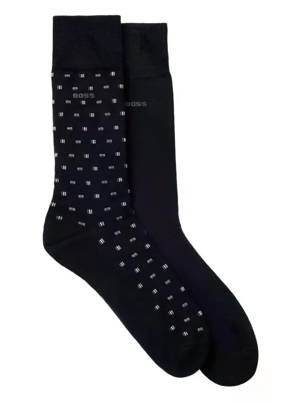 BOSS Logo Patterned Socks - Blue