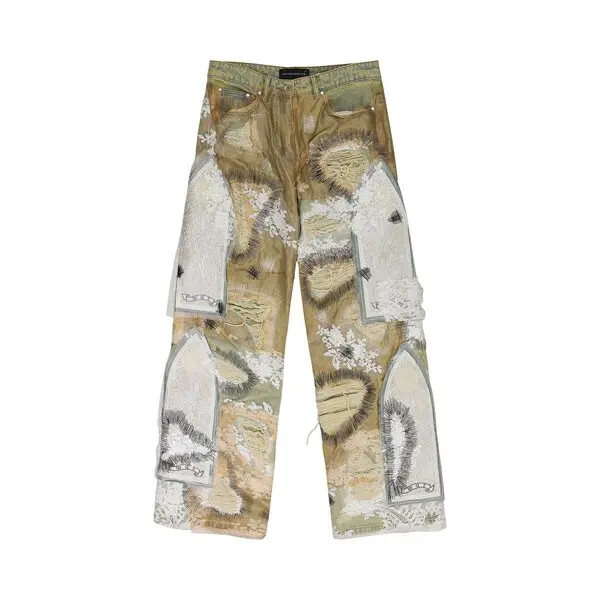 WHO DECIDES WAR Overdyed Lace Wide Leg Jeans