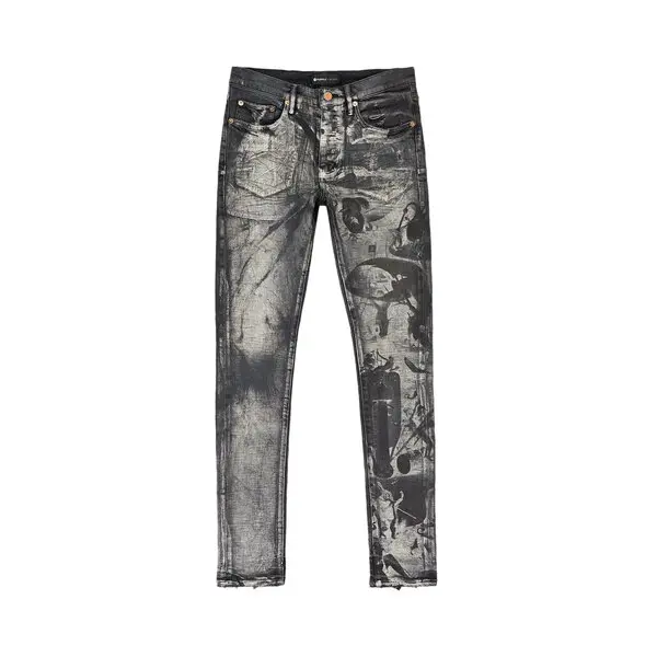 PURPLE BRAND Washed Iridescent Pearl Skinny Jeans - Black