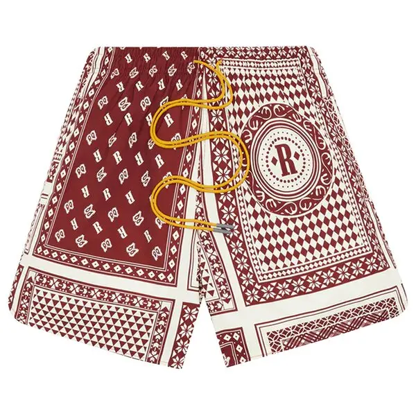 Rhude Card Print Swim Short 'maroon/white - Red