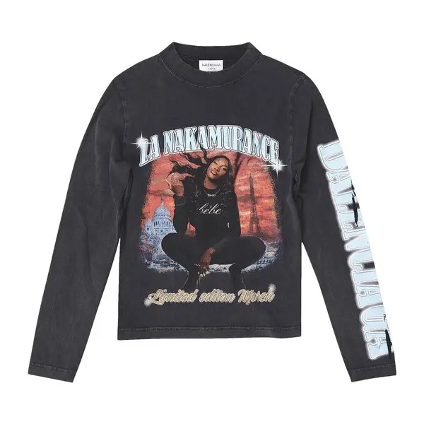 Balenciaga Music Aya Nakamura Merch Long-sleeve Stretch Top - Black