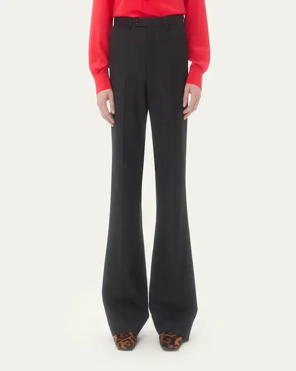 Valentino Garavani Wide Leg Flared Flat-front Pants