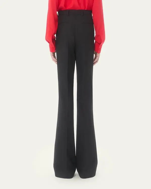 Valentino Garavani Wide Leg Flared Flat-front Pants