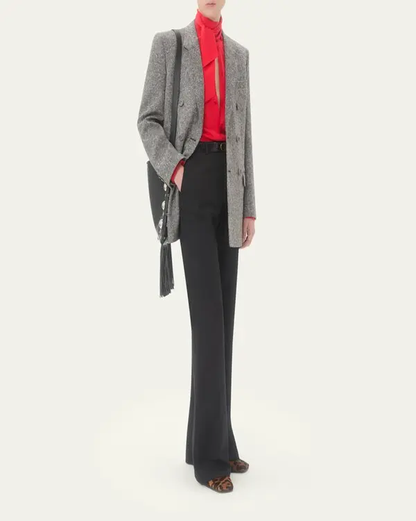 Valentino Garavani Wide Leg Flared Flat-front Pants